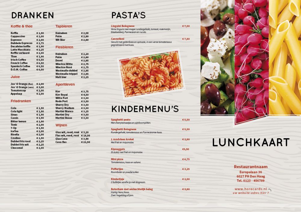 Menukaart 3 pictures - Horécards - Menukaart, web design | Restaurant ...