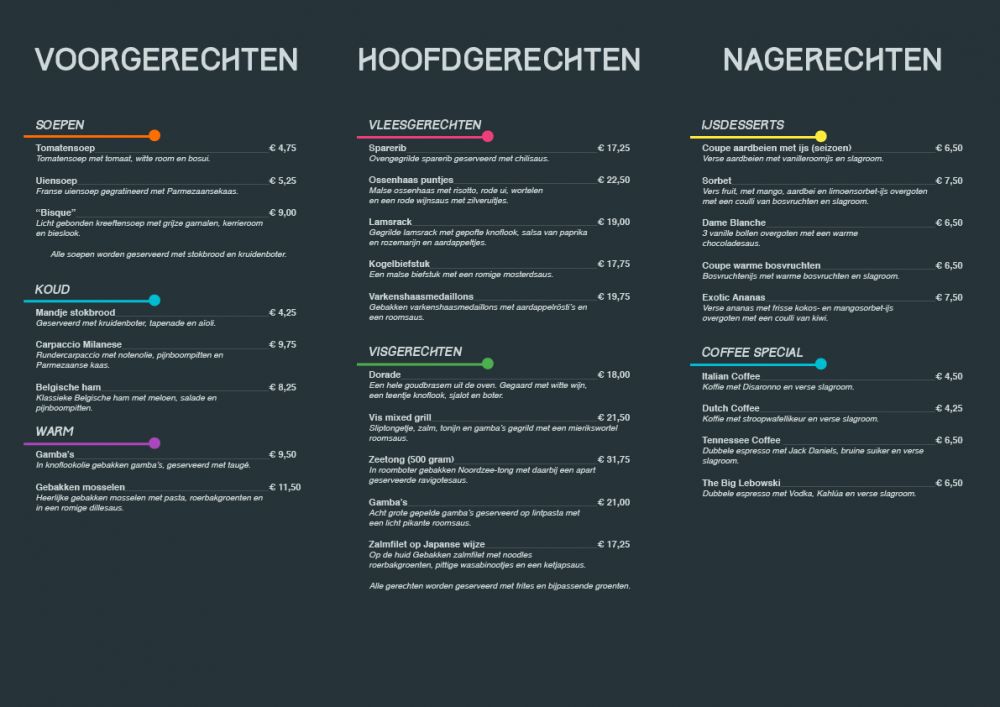 Menukaart Lounge Neon - Horécards - Menukaart, web design | Restaurant ...