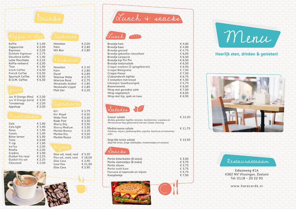 Menukaart Bricks - Horécards - Menukaart, web design | Restaurant & Hotel